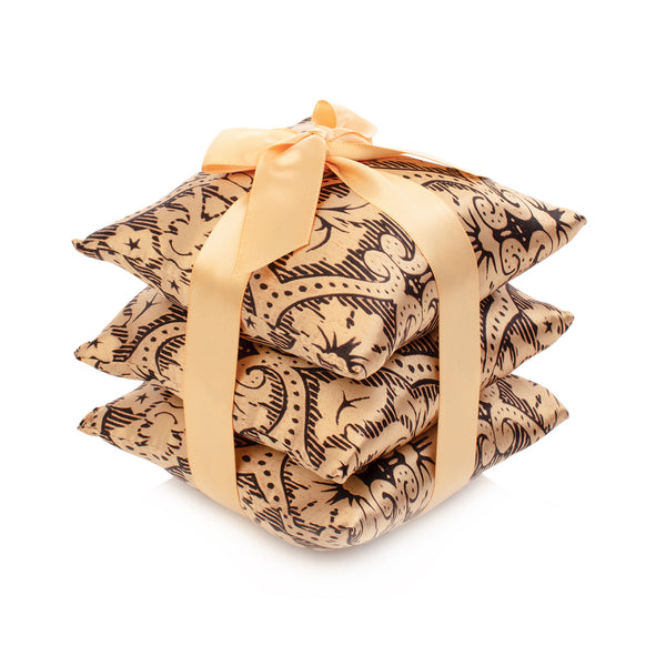 elizabethW Black Gold Damask Silk Sachet Set